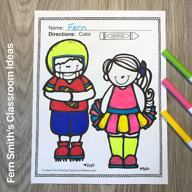 Freebie Friday - Fall Football and Cheerleading Coloring Pages Freebie ...